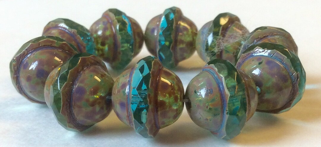 Czech Saturn Bead 12mm X 10mm Transparent Aqua Blue Picasso 1 Strand - Etsy