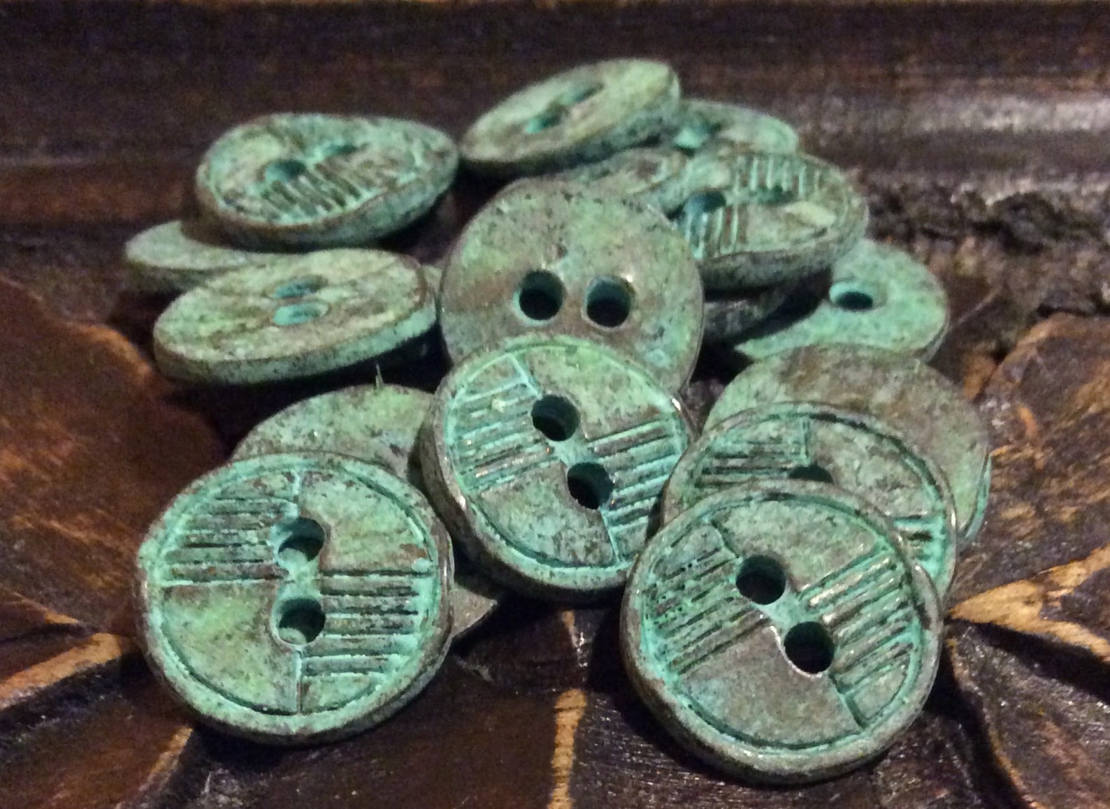 Mykonos Greek Casting Deco Button Clasp 14mm Green Patina Qty 2 - Etsy