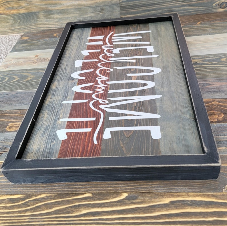 Reclaimed Wood Welcome Sign | Rustic Farmhouse Entryway Wall Decor - Etsy