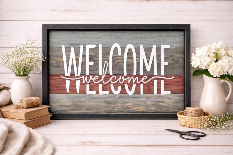 Reclaimed Wood Welcome Sign | Rustic Farmhouse Entryway Wall Decor - Etsy
