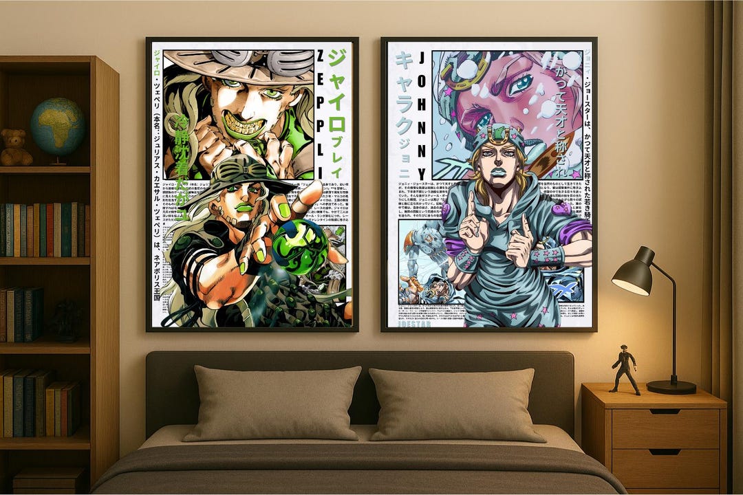 Set of 2 Anime Wall Art Posters - Gyro and Johnny | Japanese Jojo Manga ...
