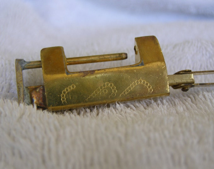 Vintage Brass Lock Asian Chinese Slide Lock With Key for Furniture ...