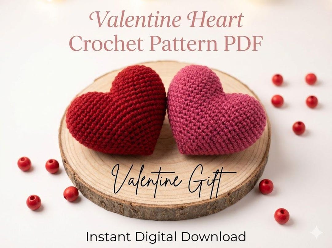 Plush Heart Crochet Pattern PDF | Easy Valentine Crochet Heart | Chunky ...