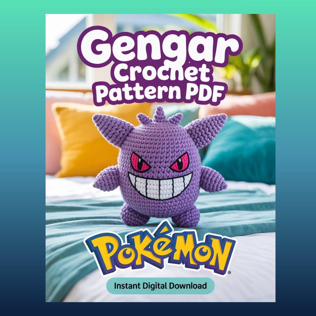 Gengar Crochet Pattern PDF, Pokemon Amigurumi Plushie Pattern, Cute ...