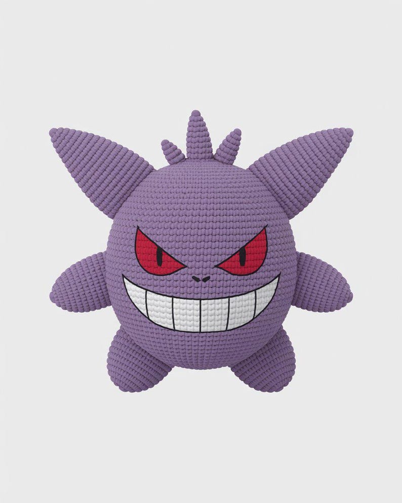 Gengar Crochet Pattern PDF, Pokemon Amigurumi Plushie Pattern, Cute ...
