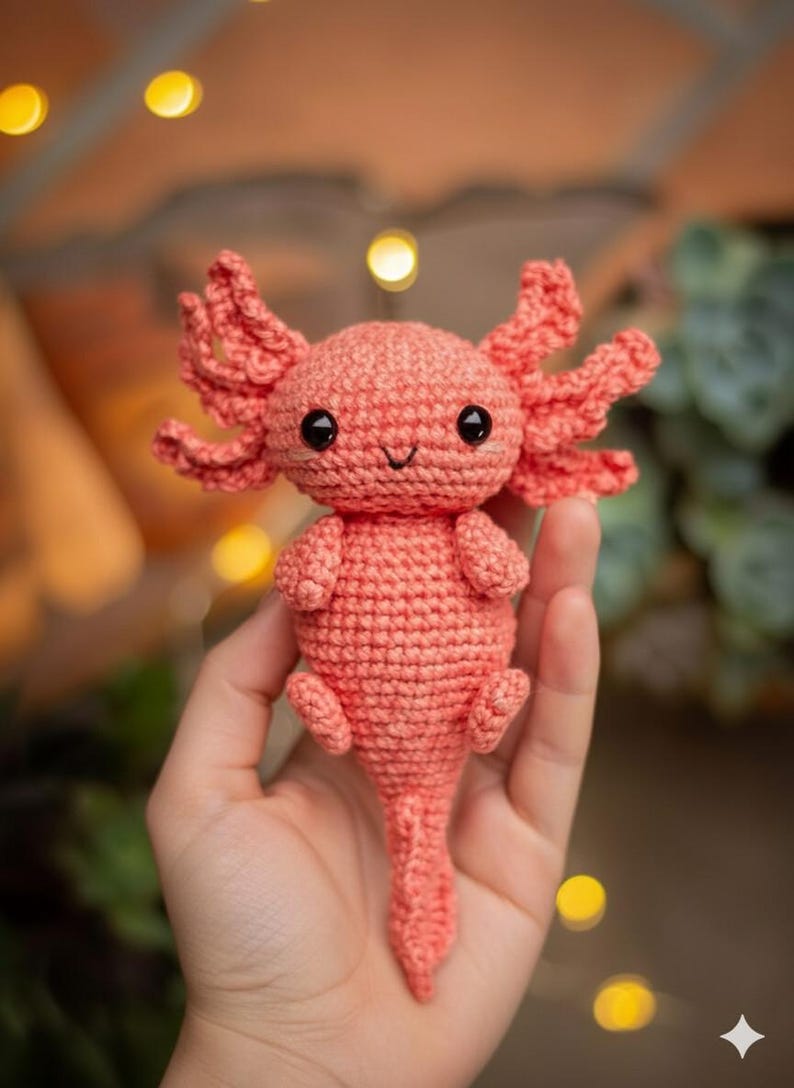 Axolotl Crochet Pattern PDF | No Sew Amigurumi Axolotl Plush Toy, Cute ...