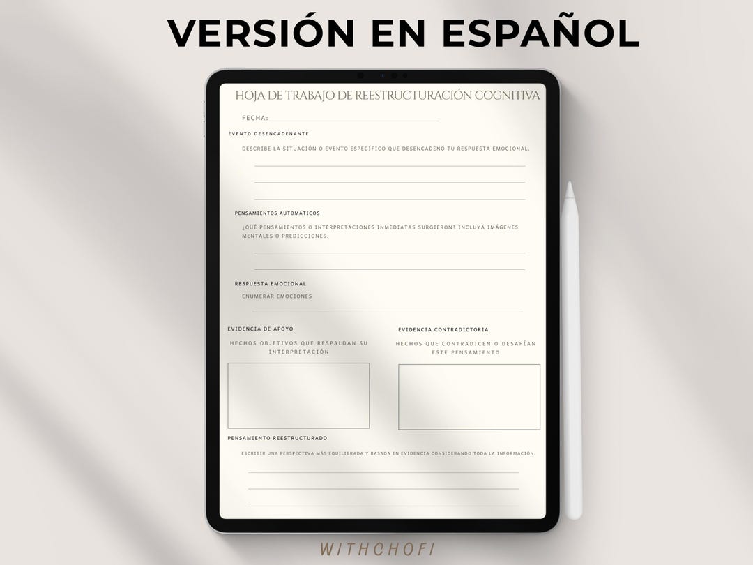 Spanish CBT Thought Record Worksheet | Anxiety & Emotional Regulation ...