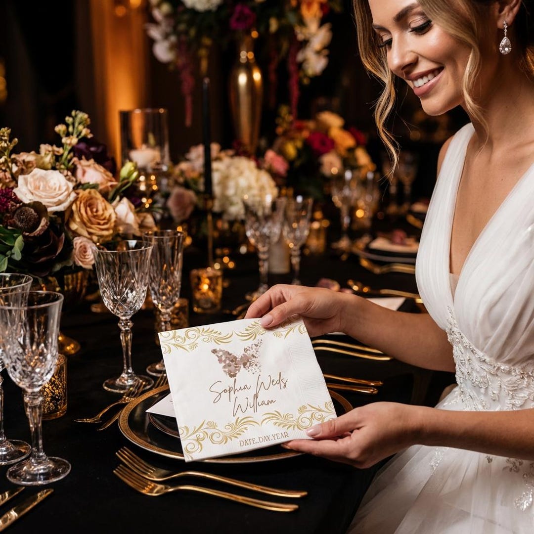 Editable Wedding Napkin Template | Modern Minimalist Design (instant ...