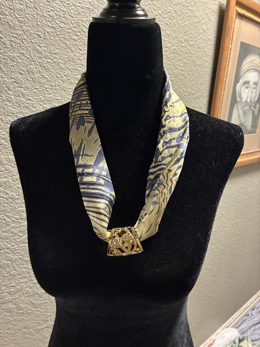 2 Animal Print Scarves Gold Accent With Pendent Adjustable - Etsy