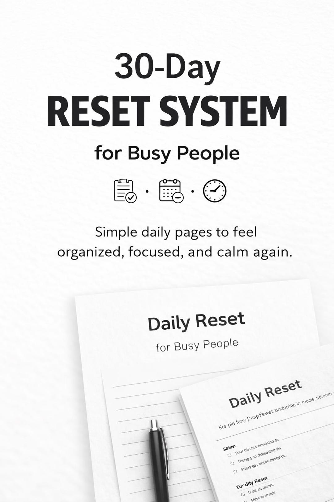 30-day Reset System for Busy People | Simple Daily Routine Planner to ...