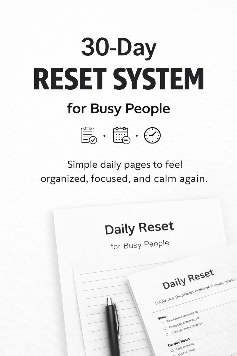 30-day Reset System for Busy People | Simple Daily Routine Planner to ...