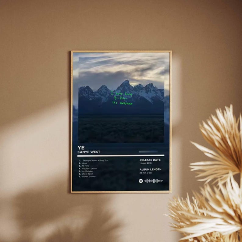 Kanye West Poster | Yeezus & Ye Album Cover Wall Art | Music Print ...