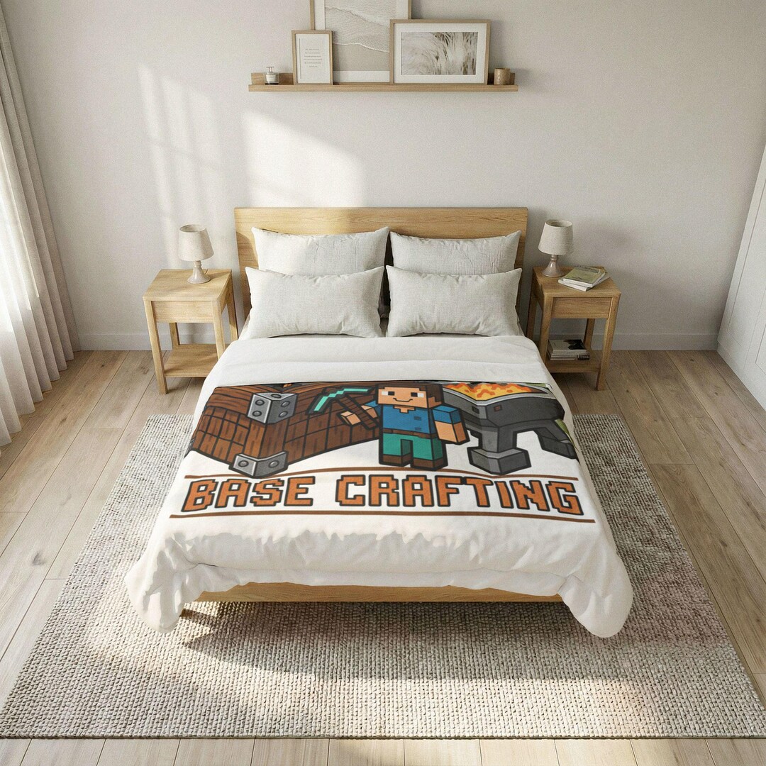 Base Crafting Comforter | Video Game Pixel Minecraft-style Bedding - Etsy