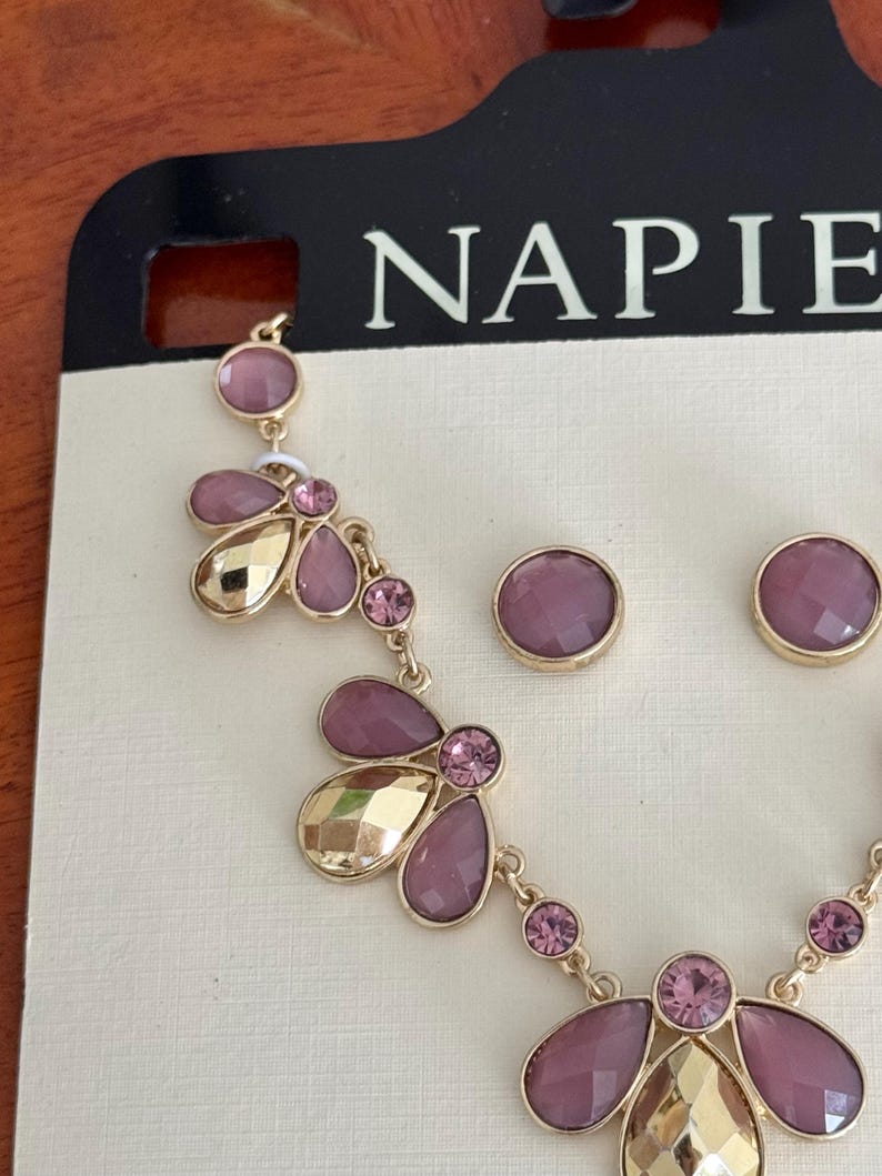 Vintage 1980s Napier Lavender Rivoli Jewellery Set - Etsy