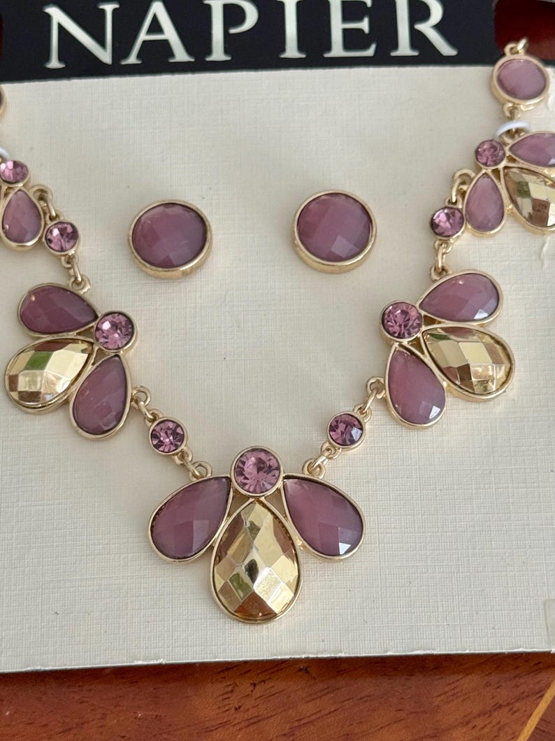 Vintage 1980s Napier Lavender Rivoli Jewellery Set - Etsy