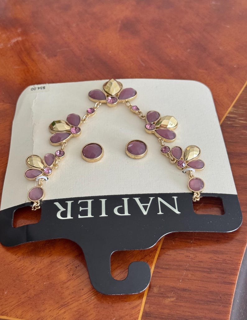 Vintage 1980s Napier Lavender Rivoli Jewellery Set - Etsy