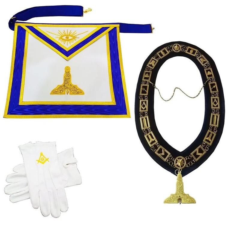 Masonic Regalia Blue Lodge Officers Aprons Chain Collars Gloves With ...