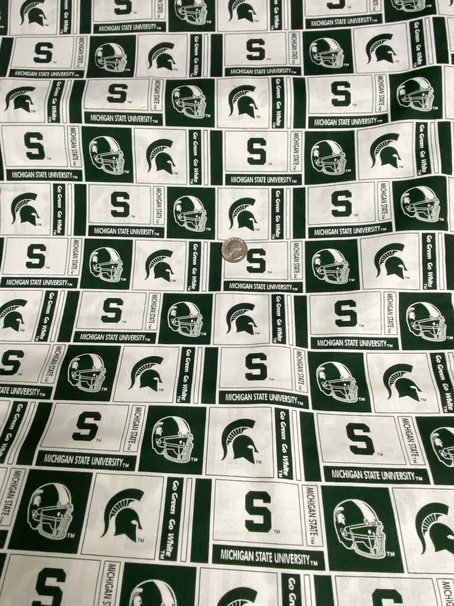 Michigan State Spartan Cotton Fabric - Fat Quarter, 1/2 Yard, Full Yard ...