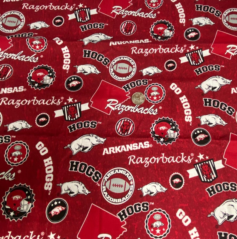 Arkansas Razorback Cotton Fabric Fat Quarter Licensed | Etsy
