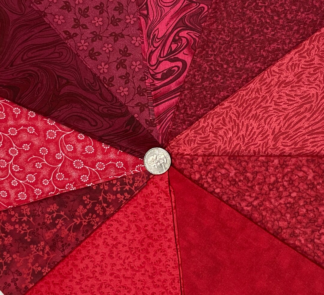 Red 10 Cotton Fabric Bundle Fat Quarter Half Yard and Yard Selection ...