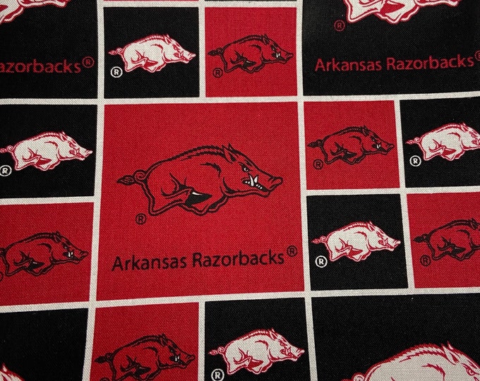 NCAA ARKANSAS RAZORBACK Patchwork 100% Cotton Fabric Material Licensed ...