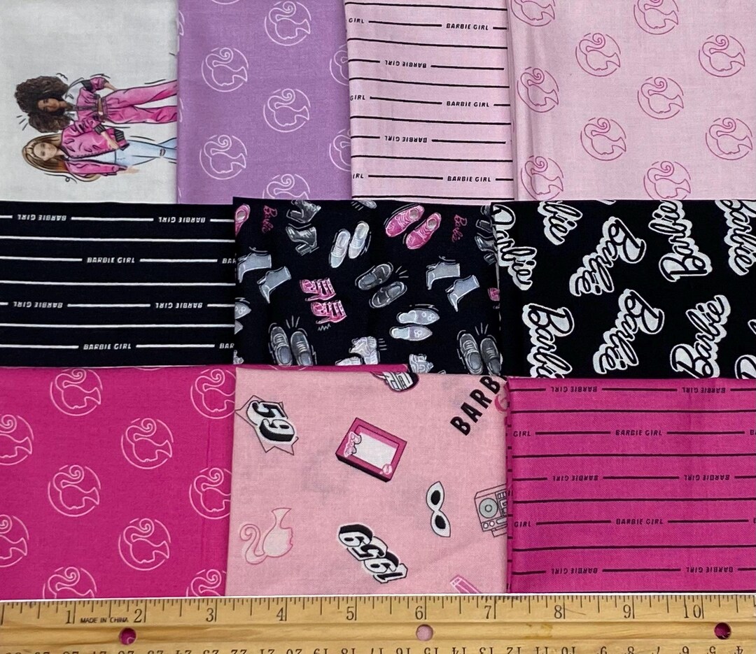 Barbie Girl Riley Blake 10 Cotton Fabric Assortment Fat Quarter Bundle ...