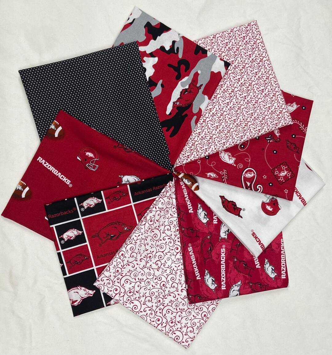 Arkansas Razorback 9 Piece Fat Quarter Bundle - Licensed Razorback ...