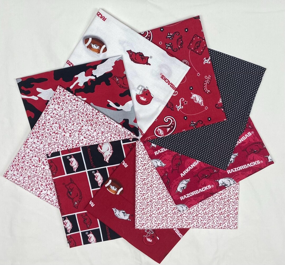 Arkansas Razorback 9 Piece Fat Quarter Bundle - Licensed Razorback Prints - Etsy