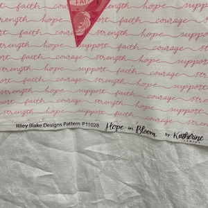 Hope in Bloom Riley Blake Fabric Quilt Panel - 100% Cotton Cancer ...