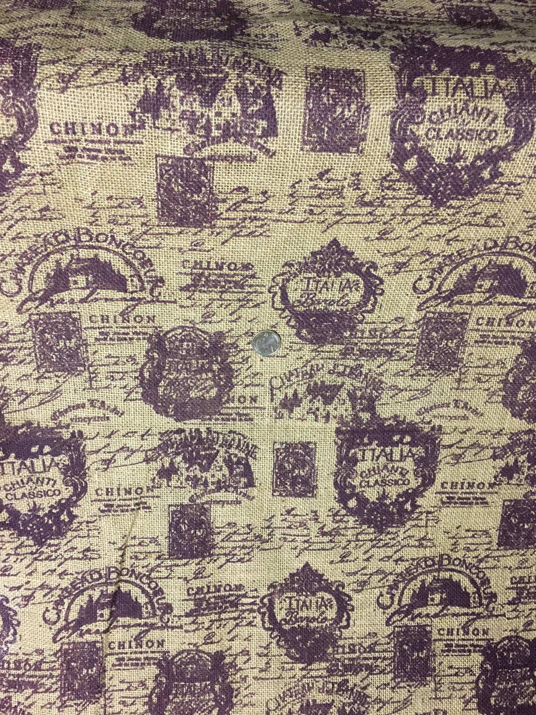 Vintage Wine Bottle Labels Printed Burlap Fabric 47" W, by the Yard - Etsy