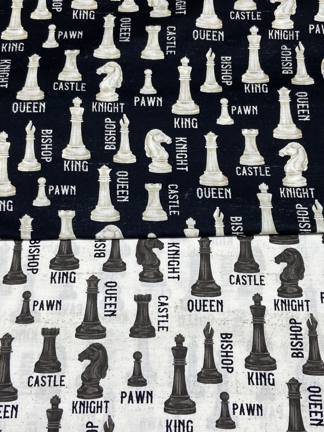 Riley Blake Id Rather Be Playing Chess in Black or White BTY Cotton ...