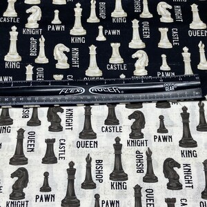 Riley Blake Id Rather Be Playing Chess in Black or White BTY Cotton ...