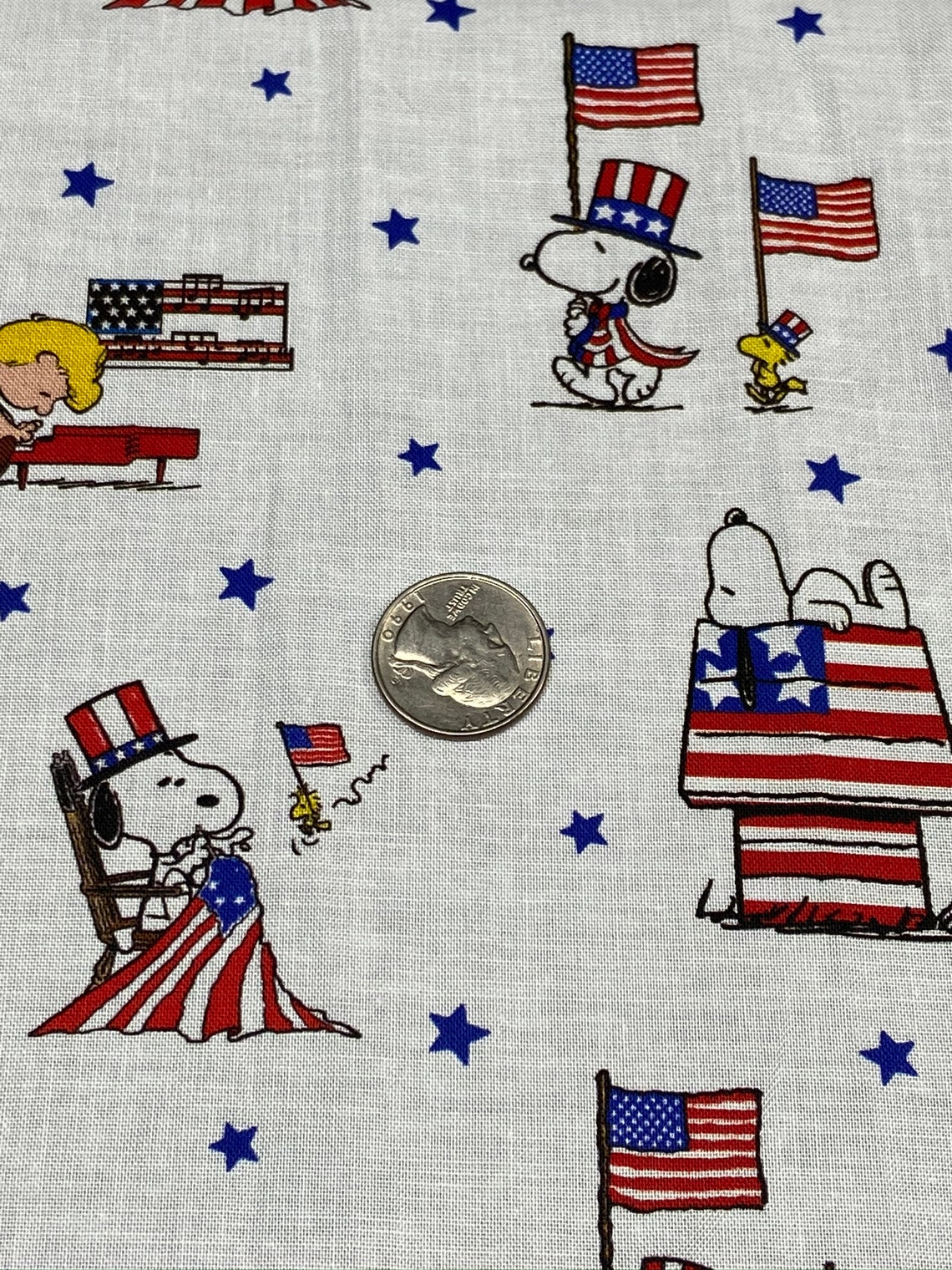 Patriotic Peanuts Snoopy Woodstock Charlie Brown Cotton Fabric - Etsy