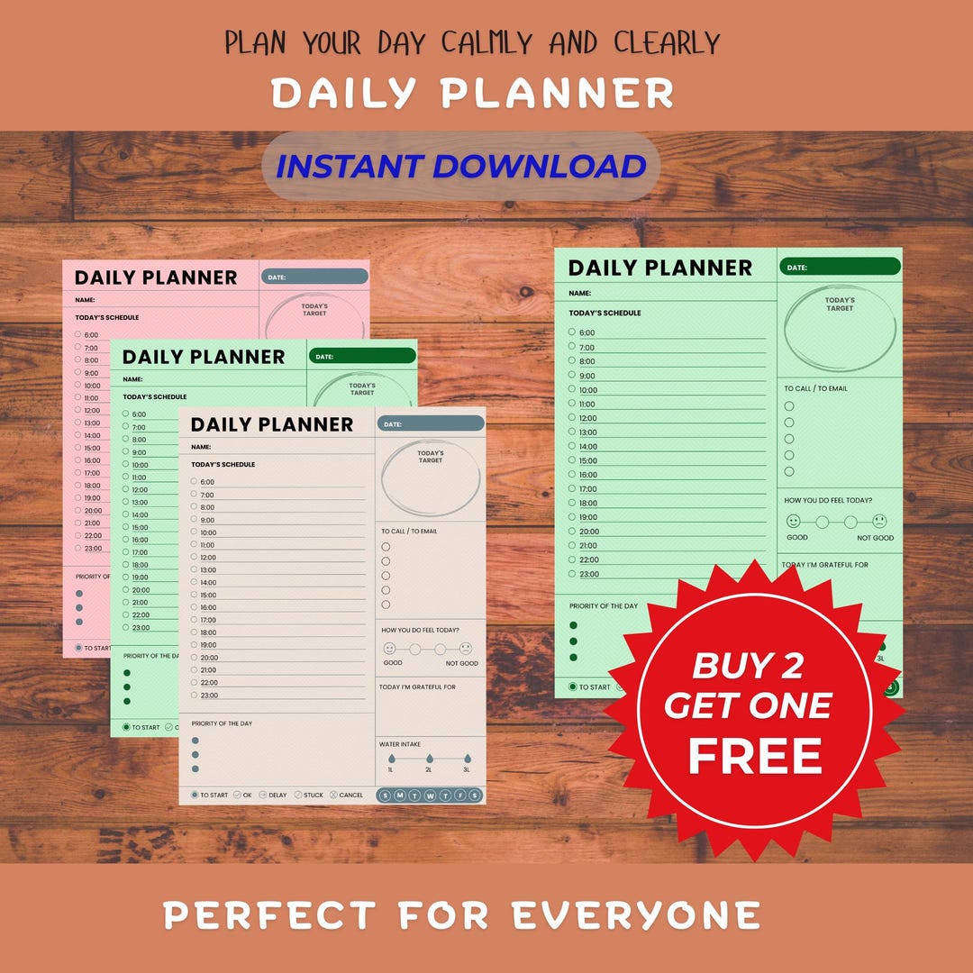 Minimalist Daily Planner Printable | Light Color Schedule (A4/US Letter ...