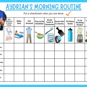Custom Kids Morning & Evening Routine Chart L Personalized Daily ...