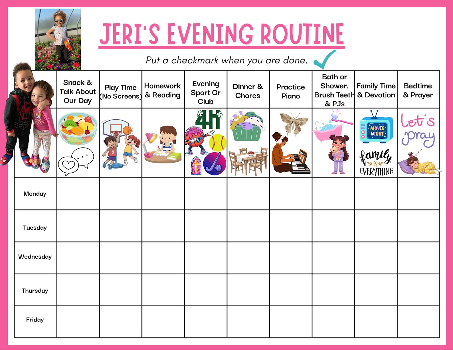 Custom Kids Morning & Evening Routine Chart L Personalized Daily ...