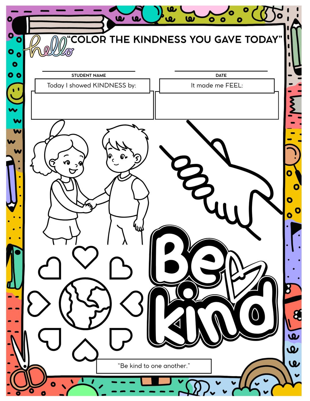 Color the Kindness You Gave Today | Kids Kindness Coloring Page ...