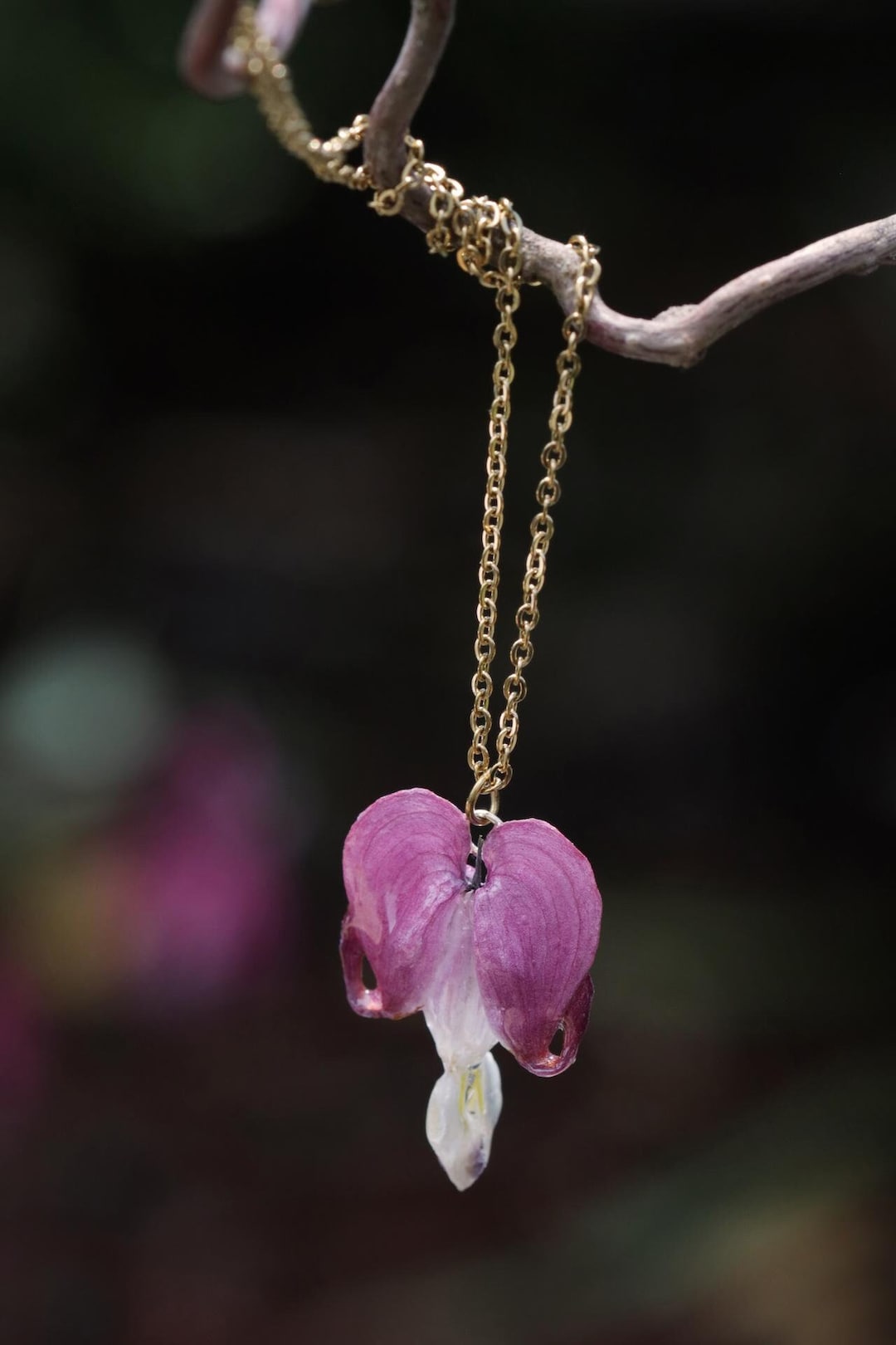 Bleeding Heart Necklace - Natural Flower Preserved in Resin Jewelry ...