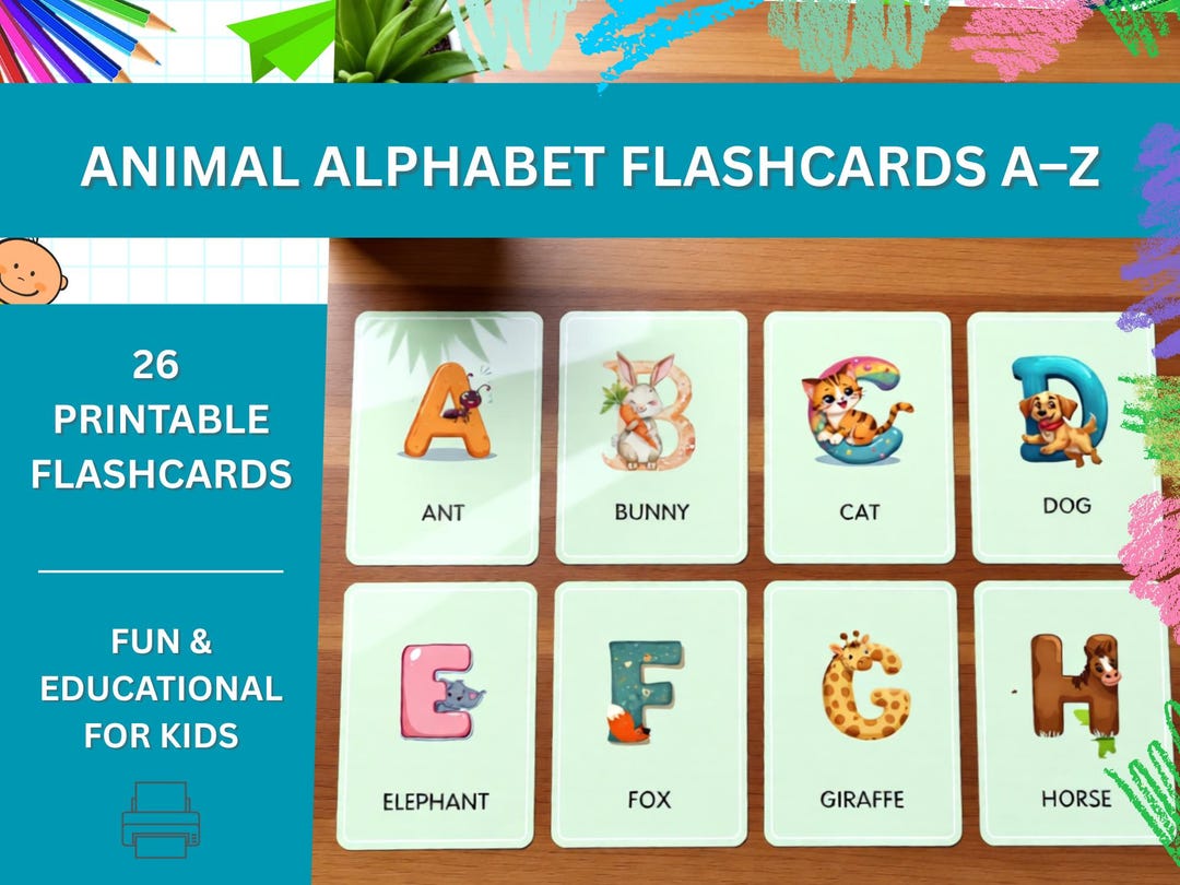 Animal Alphabet Flashcards A–Z Printable | ABC Animal Cards for ...