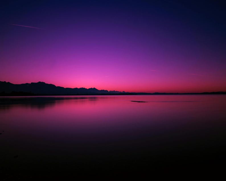 Purple Sunset Lake Print | Mountain Silhouette Photography (10x8 PDF ...