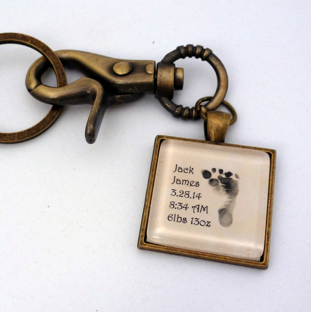 Actual Babys Footprint Keychain, New Dad Gift, Purse Charm, Baby Feet ...