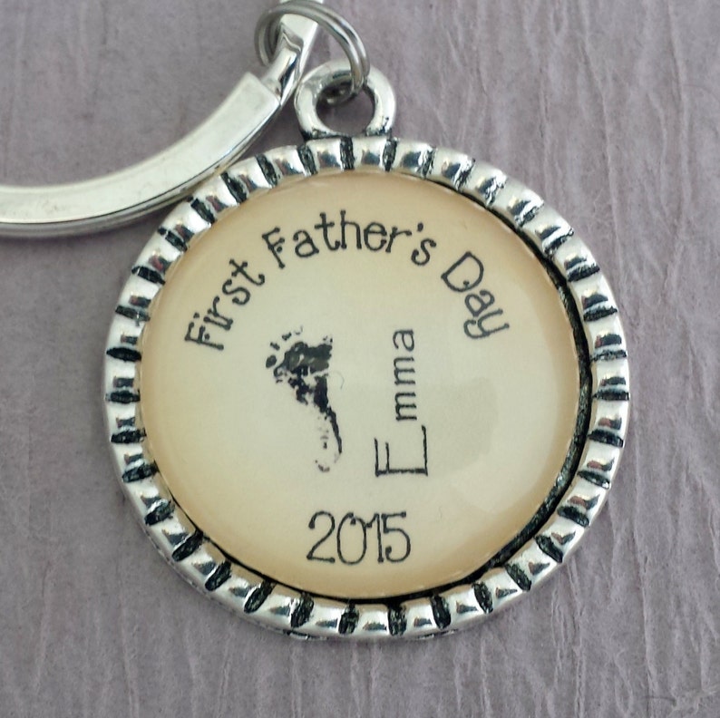 First Fathers Day Keychain Fathers Day Gift Actual Baby's - Etsy