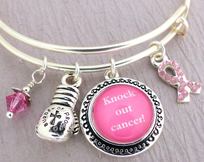 Breast Cancer Bracelet Breast Cancer Bangle Adjustable Pink Bangle ...