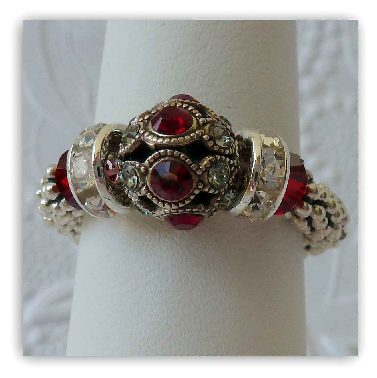 Stretch Ring Christmas Red Adjustable July Birthstone Ring - Etsy