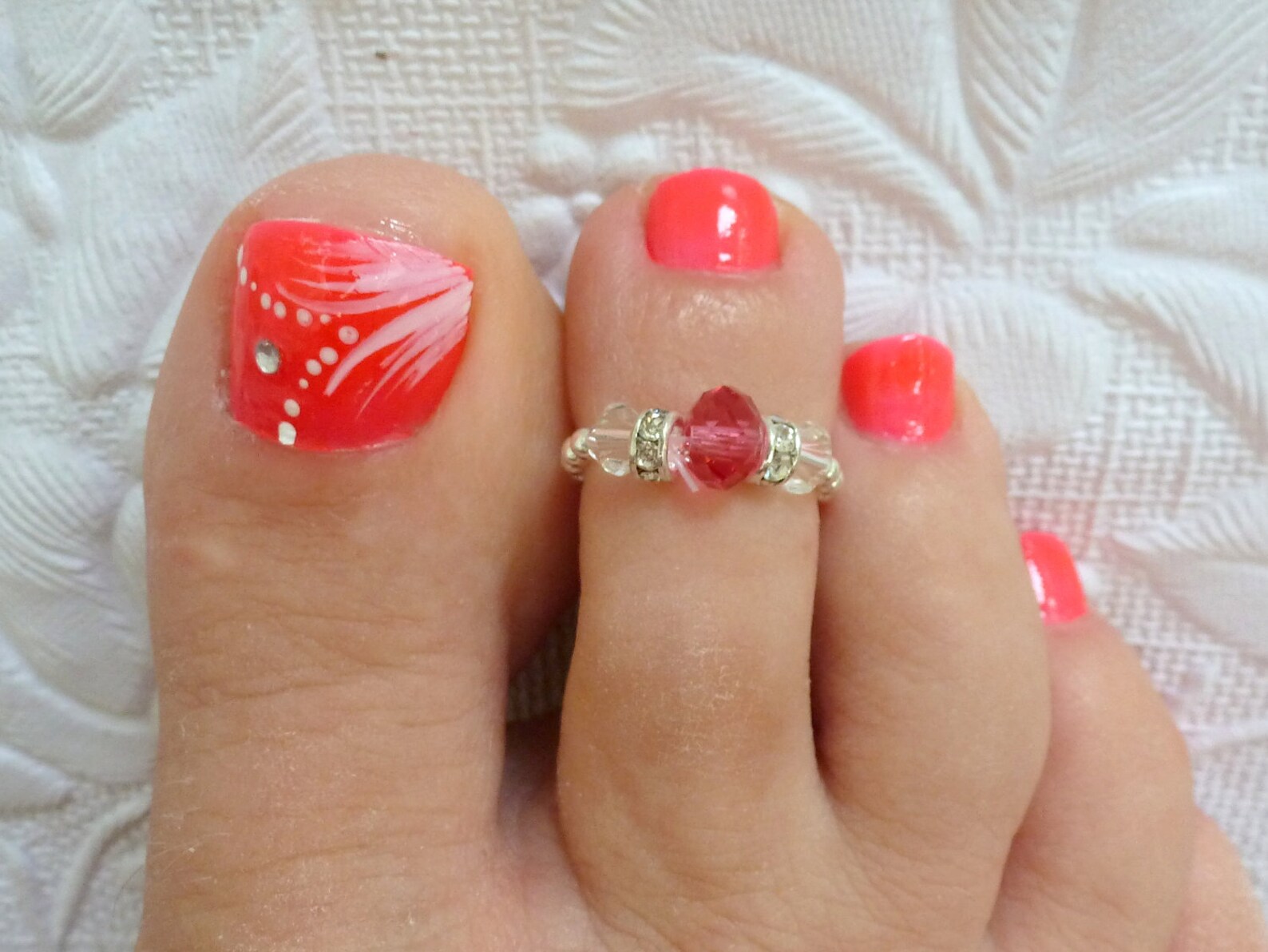 Toe Ring, Kids Ring Stretch Toe Ring Adjustable Pink Gemstone Swarovski ...