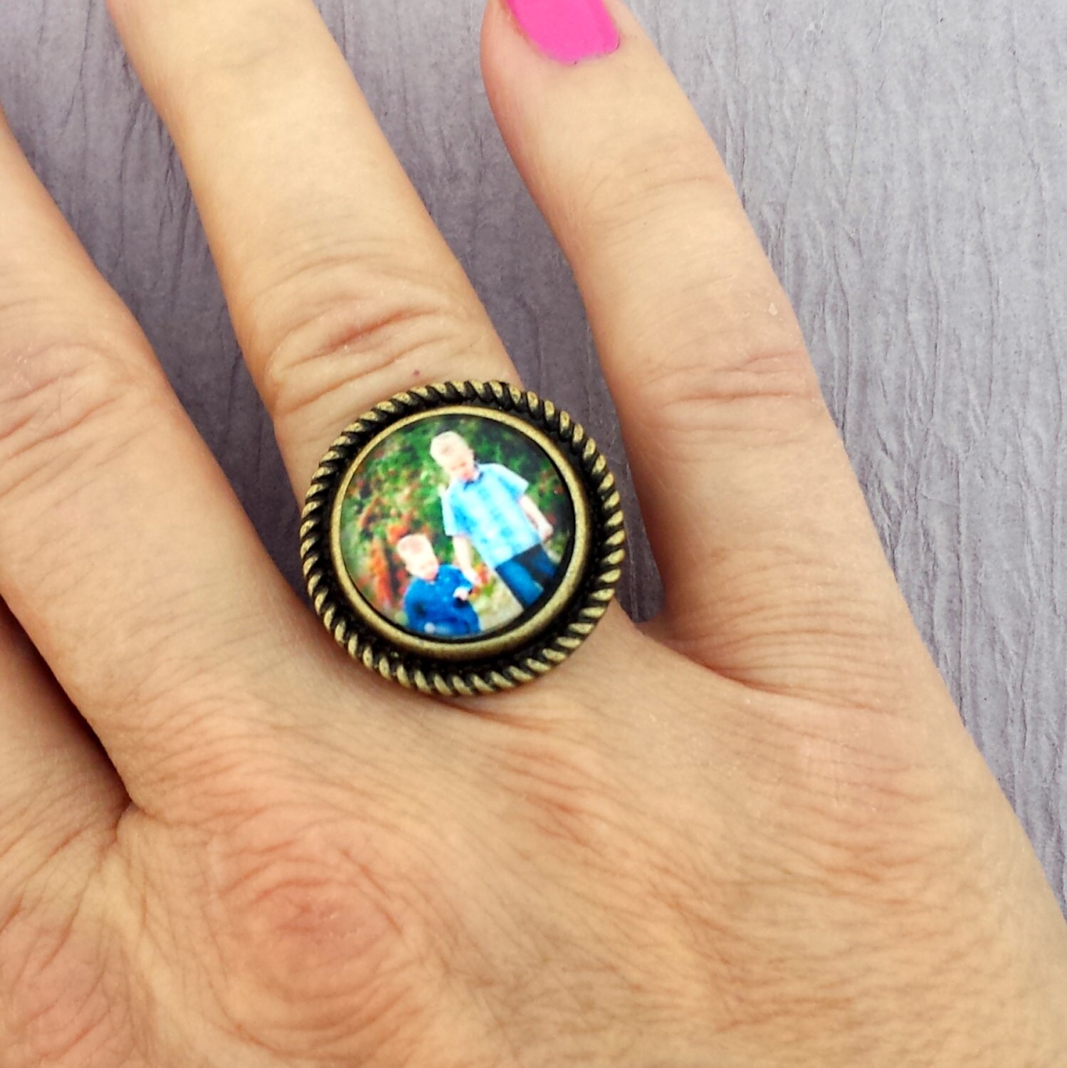 Custom Photo Ring Picture Ring Photo Jewelry Grandma Ring - Etsy