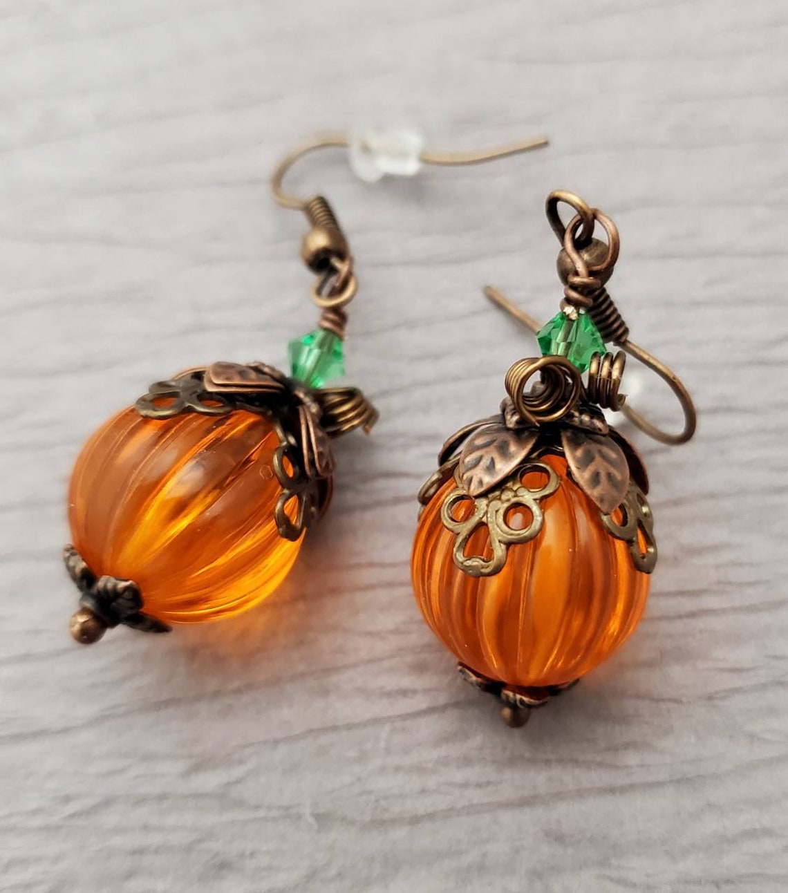 Pumpkin Earrings Halloween Earrings Copper Fall Earrings - Etsy