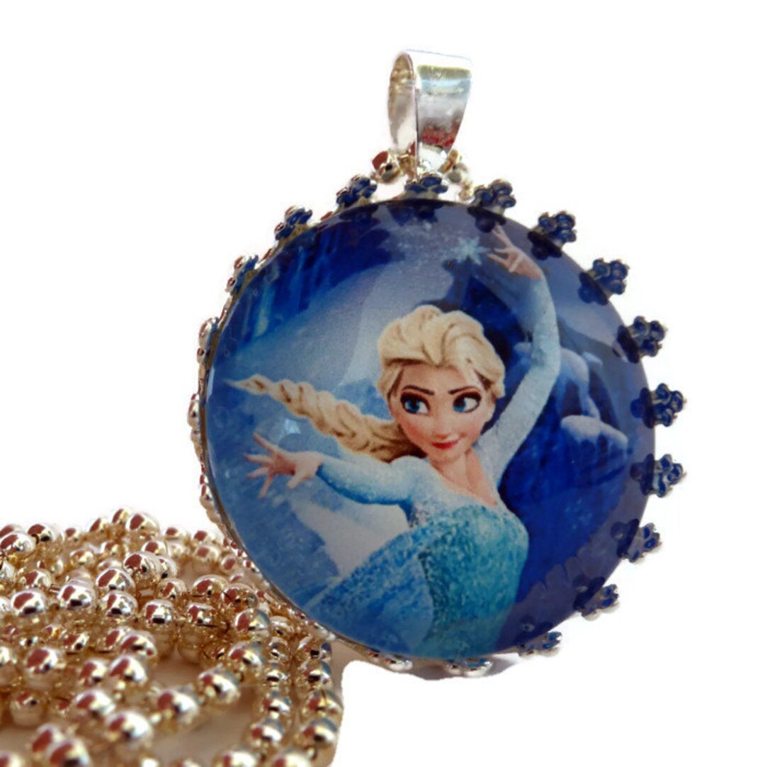 Frozen Necklace Elsa Necklace Glass Tile Childrens Jewelry - Etsy