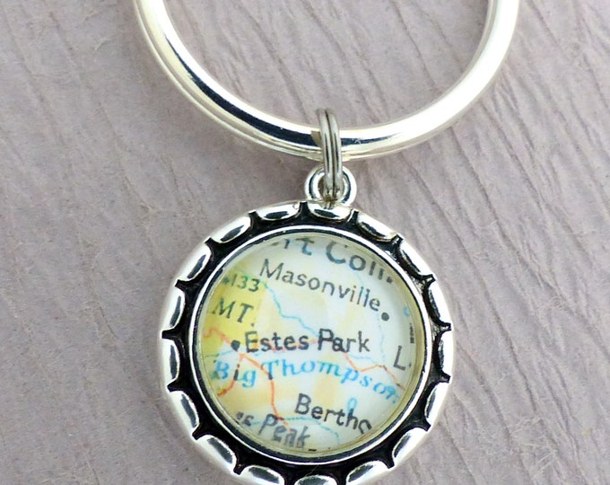 Custom Map Keychain, Personalized Map Necklace, Map Pendant, You Pick ...