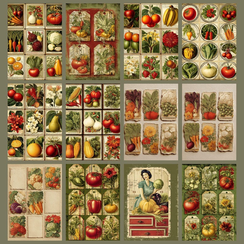 Kitchen Garden Junk Journal Mega Kit - 80+ Files, Vintage Vegetable ...
